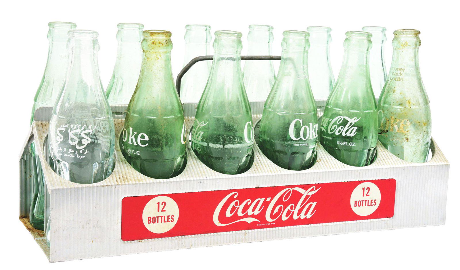 Coca Cola Carrier With 12 Glass Bottles.