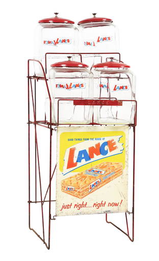 Lance Peanut 4 Jar Display Rack With Sign.
