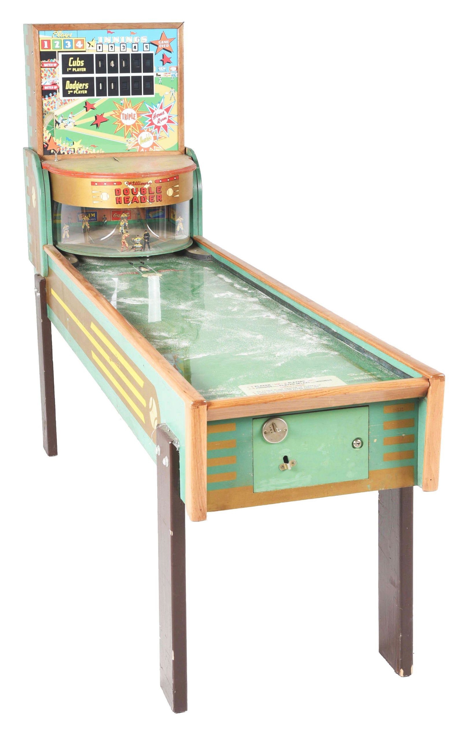 10¢ Williams Double Header Shuffle Alley Baseball Arcade Machine.