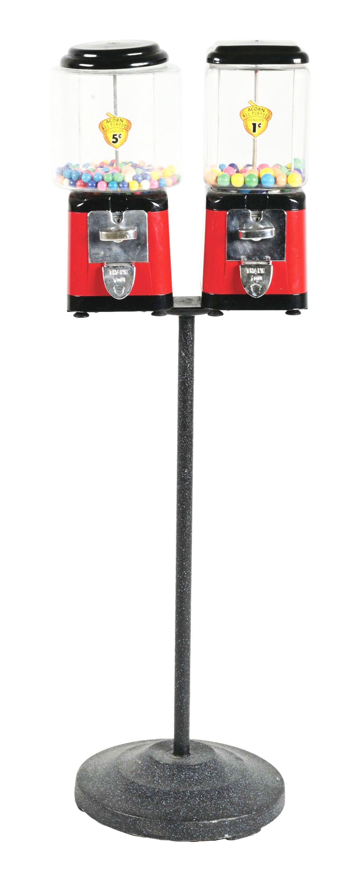 1¢ DOUBLE ACORN ALL PURPOSE GUMBALL MACHINES ON A STAND. (#3365) on Apr 22, 2023 | Dan Morphy ...