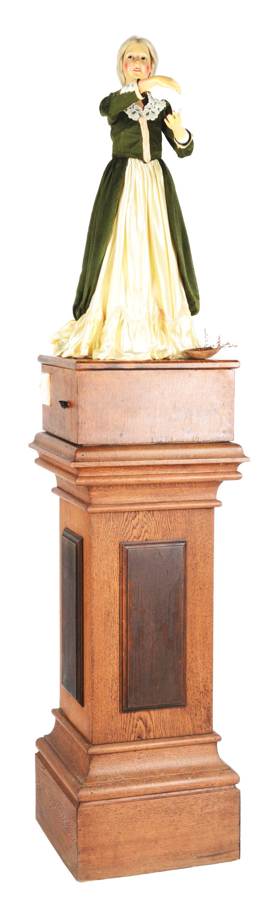 FIGURAL FEMALE ELECTROMECHANICAL AUTOMATON WITH STAND. (#3456) on Apr ...