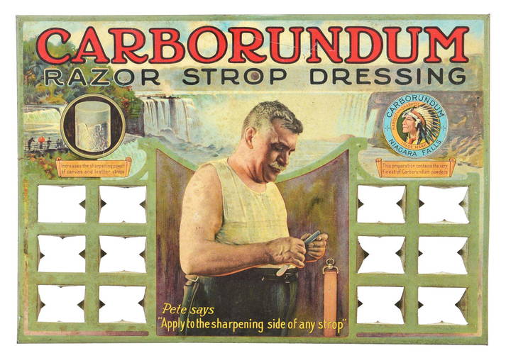 Carborundum Razor Strop Dressing Tin Lithographed Easel Back Display W ...