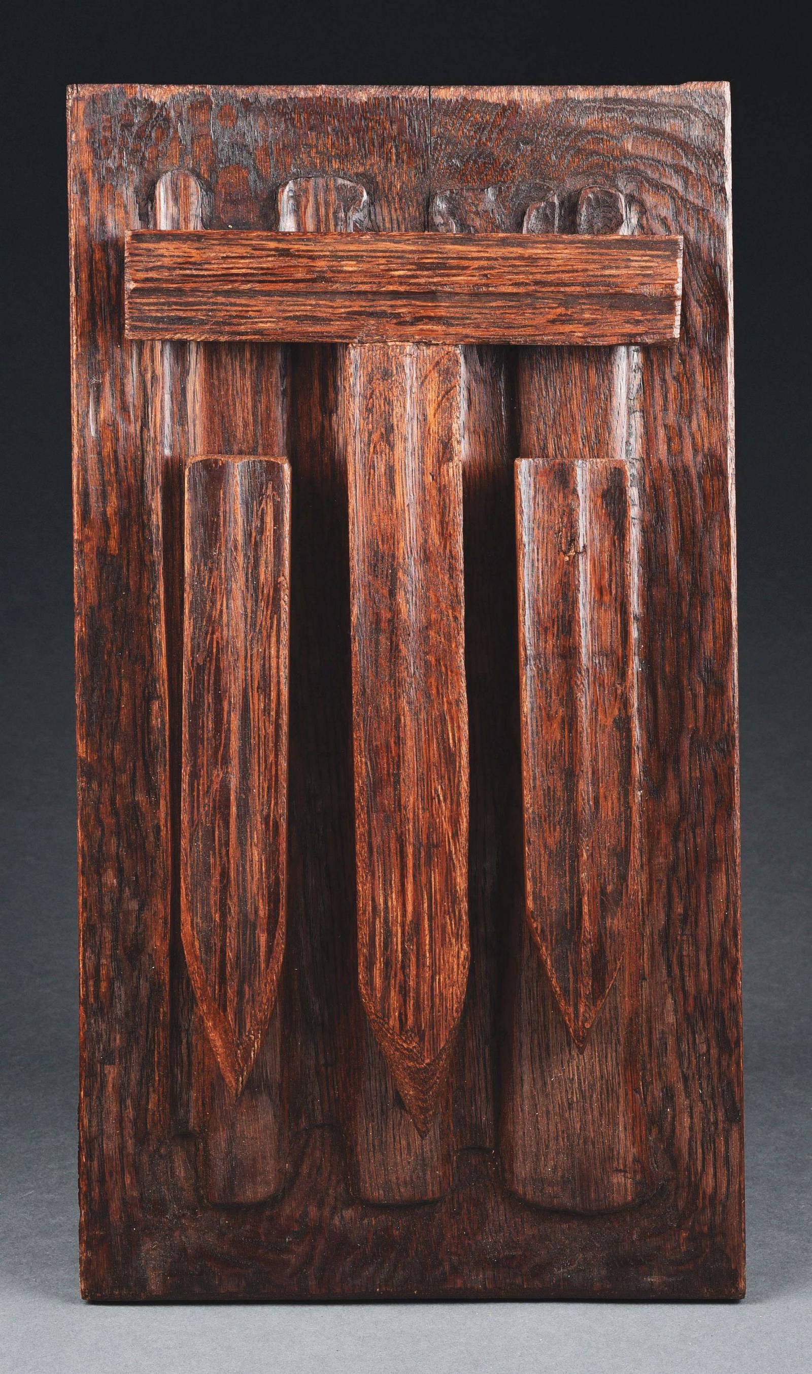 19th Century Wood Vampire Plaque W/ Hammer & Stakes. Auction