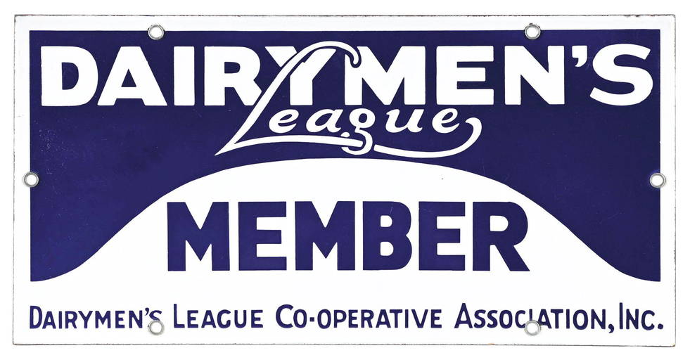New Old Stock Dairymen's Farm League Member Porcelain Sign.