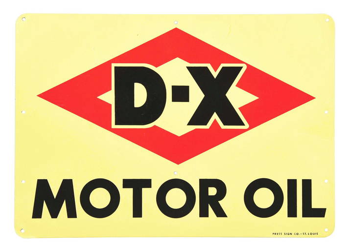 D X Motor Oil Tin Service Station Sign.