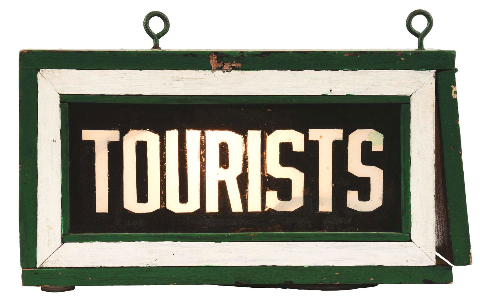 Tourists Wood & Glass Light Up Display Sign. Auction
