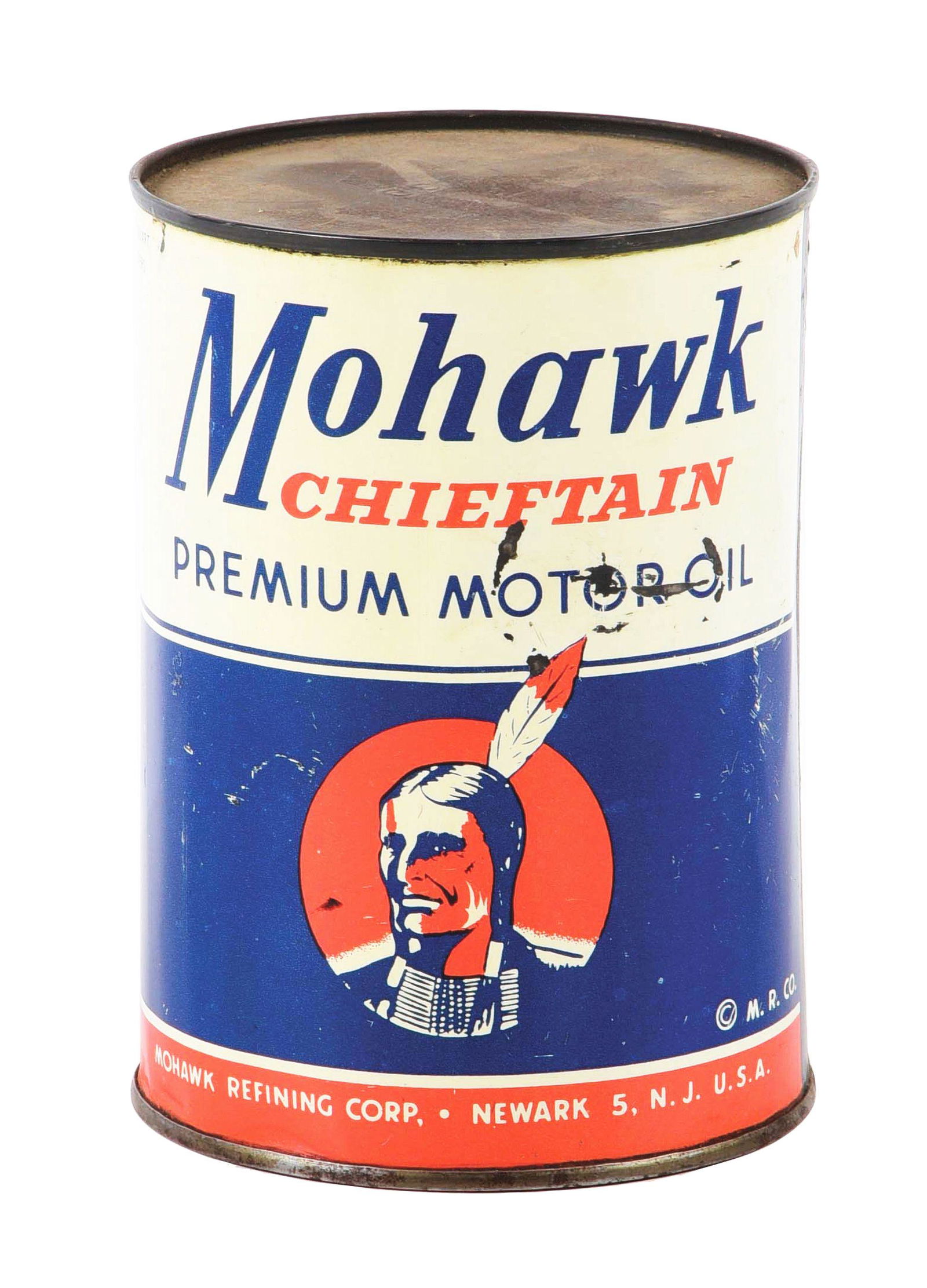 Mohawk Chieftain Premium Motor Oil One Quart Can W/ Native American ...