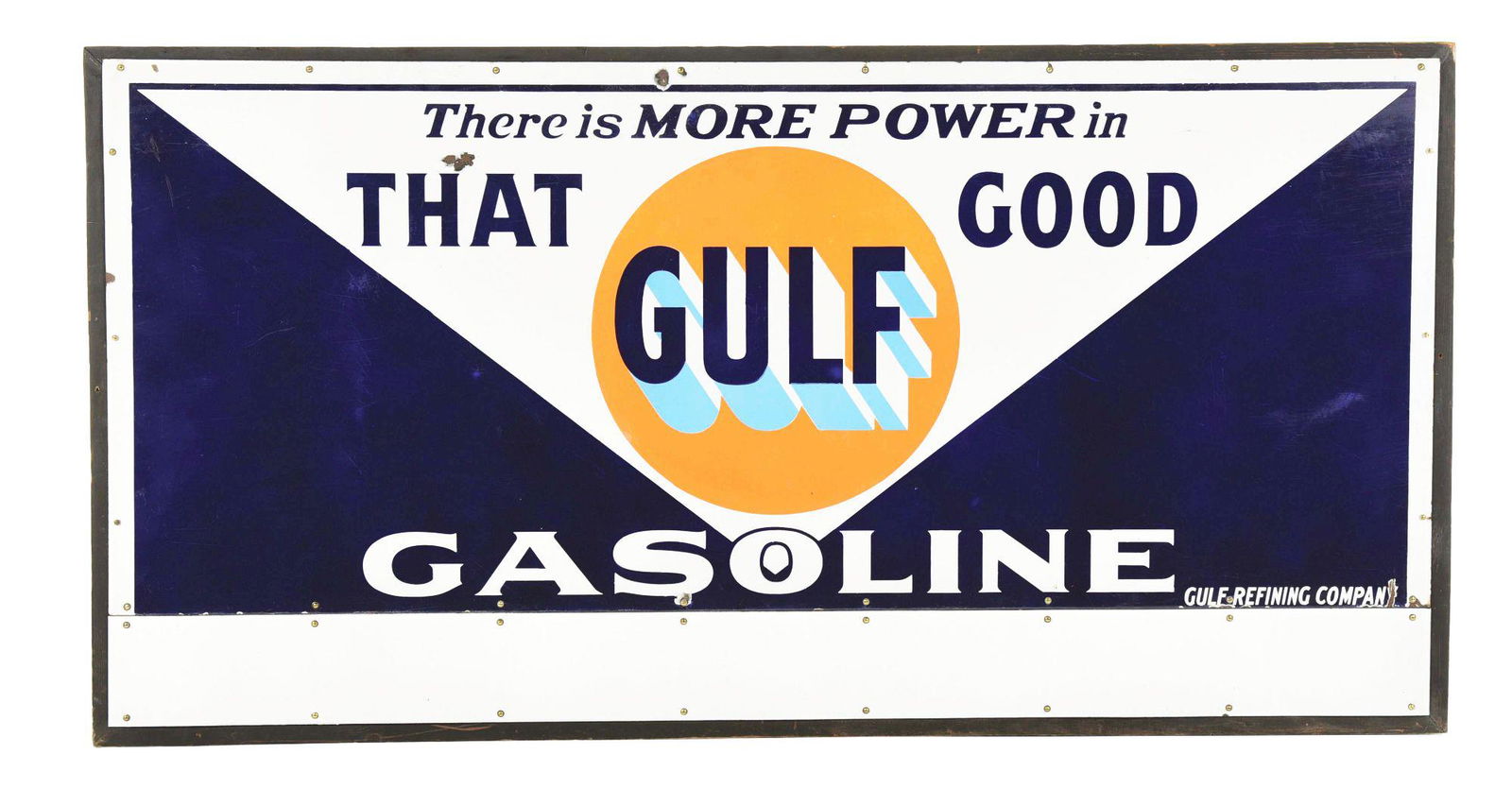 That Good Gulf Gasoline Porcelain Service Station Sign W/ Original Wood ...
