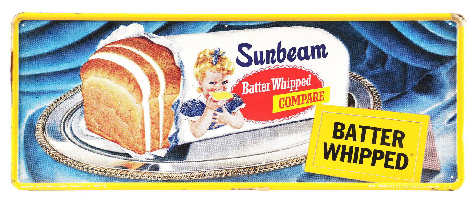 Sunbeam Batter Whipped Bread Self-framed Embossed Tin Sign W/ Bread ...