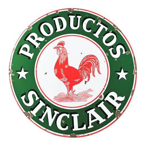 Sinclair Productos Porcelain Sign W/ Rooster Graphic.