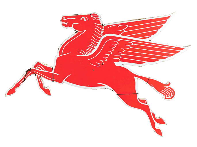 Left Facing Mobil Pegasus Service Station Identifier Sign.