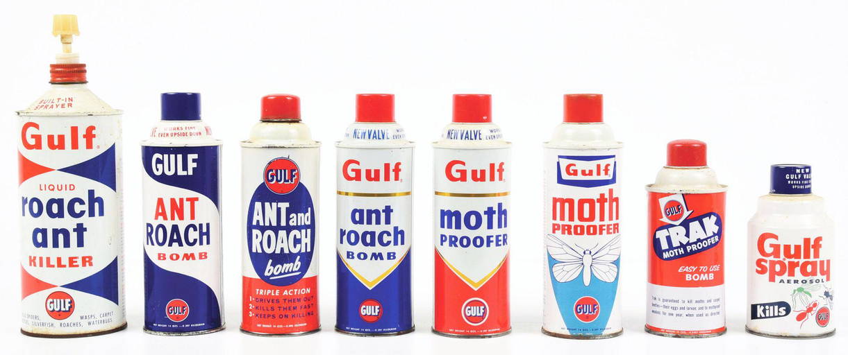 Collection Of 8: Gulf Moth & Ant Roach Killer Aerosol Spray Cans W ...
