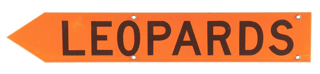 N.o.s. Leopards Porcelain Zoo Directional Arrow Sign.