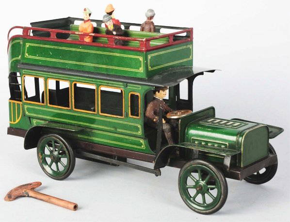 Tin Litho Bing Double Decker Bus Wind Up Toy.