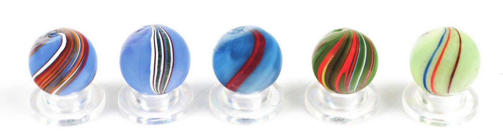 Lot Of 5: Banded Opaque Marbles. Auction