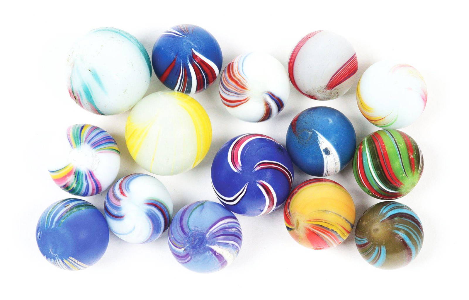 Lot Of 15: Banded Opaque Swirl Marbles. Auction