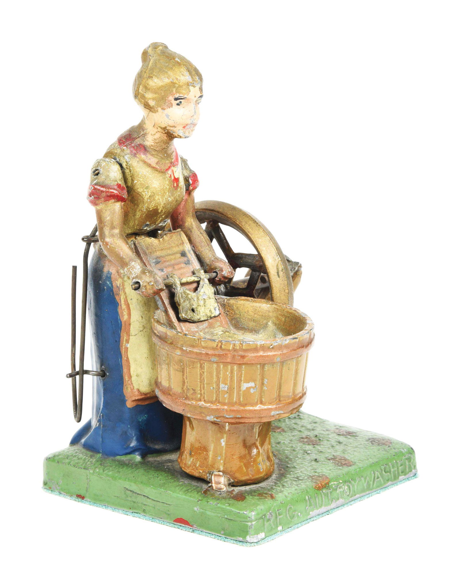 Very Unusual Early Cast Iron Woman Washing Clothes Steam Accessory Toy ...