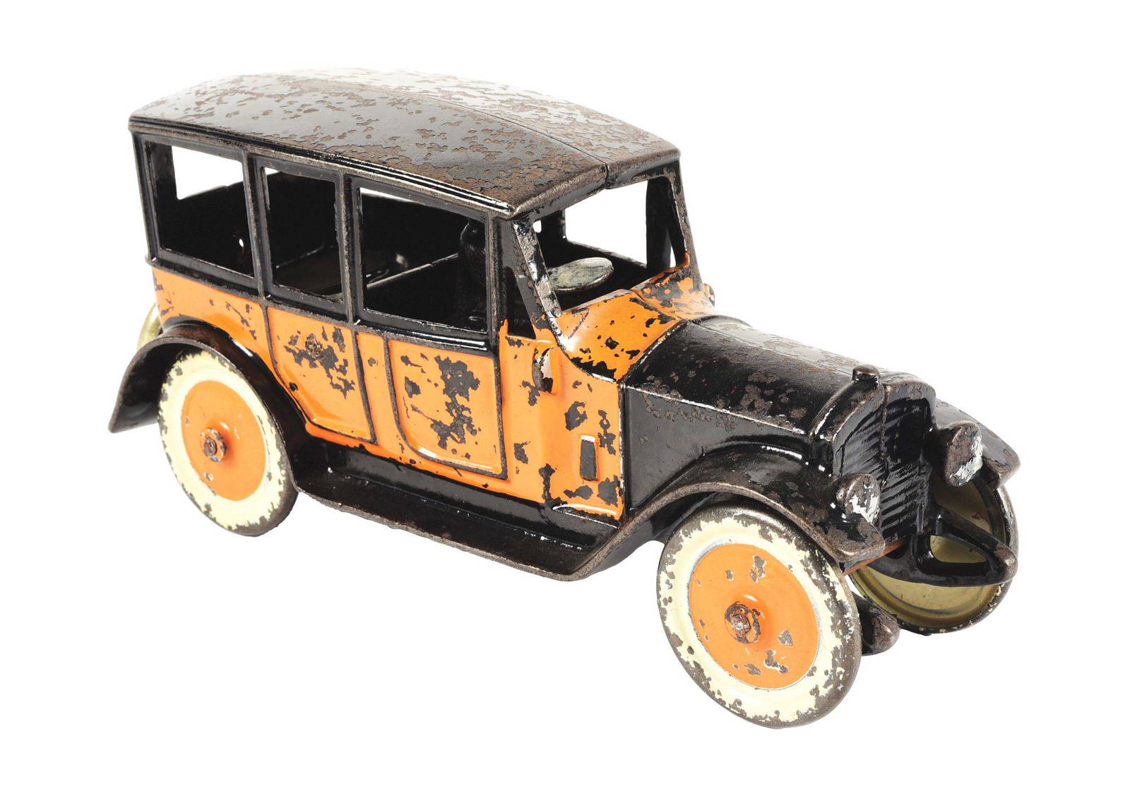 Cast Iron Taxi Yellow Cab Arcade Toy Car W/ Driver. Auction