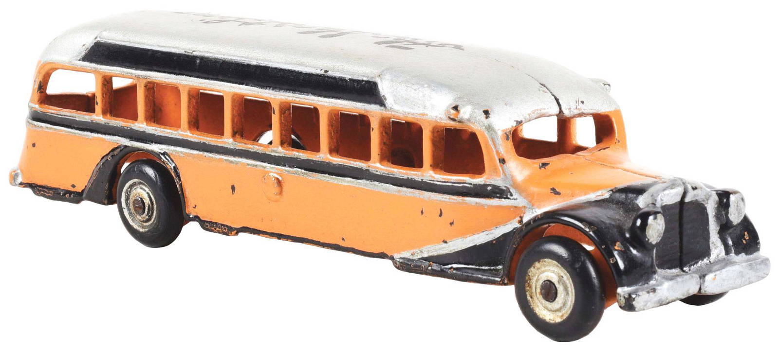 Cast Iron Orange And Black The Short Line Bus. Auction