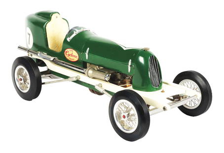 #7 Green With Black Flames Tether Car.