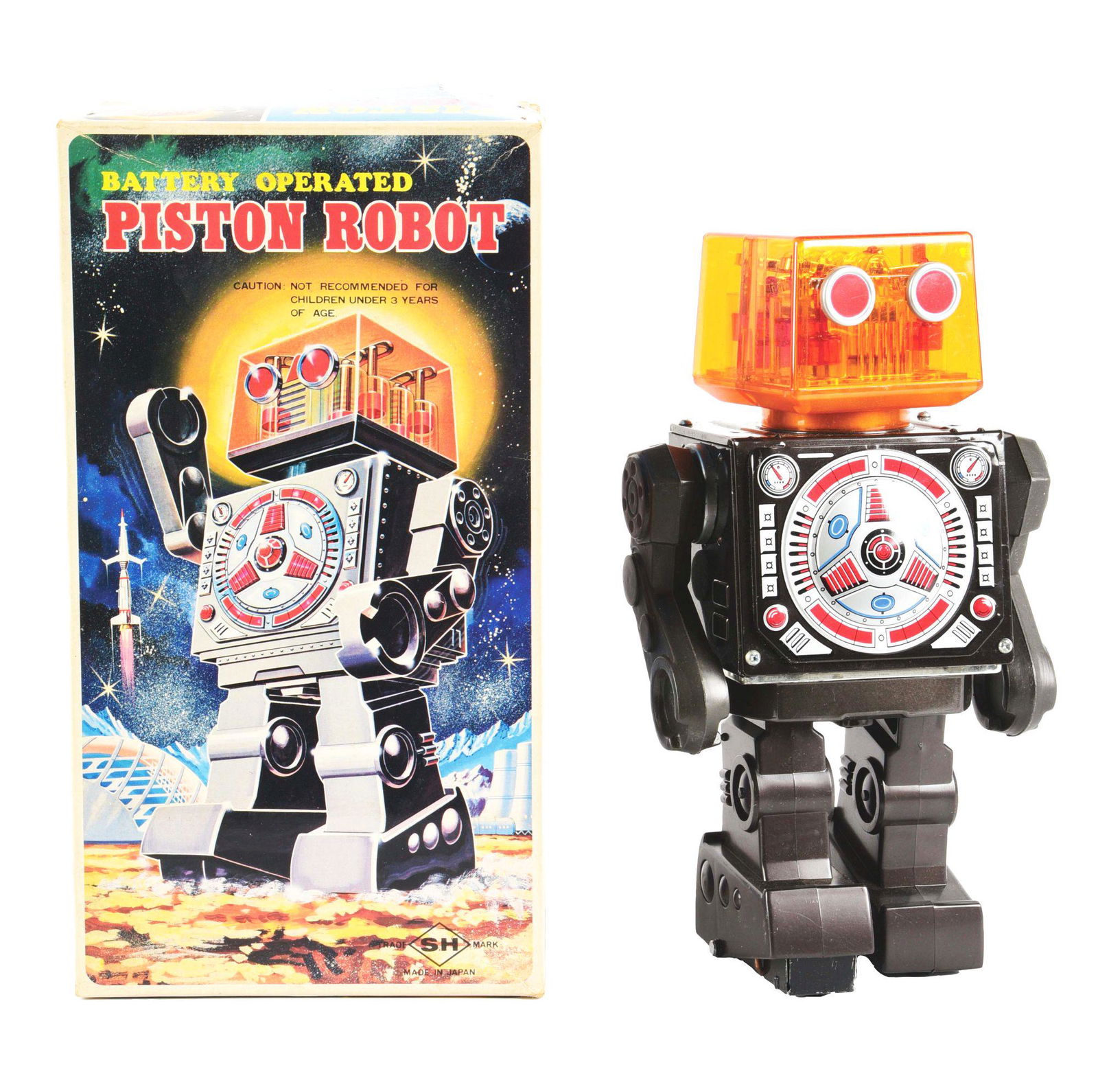 Japanese Horikawa Tin Litho & Plastic Battery-operated Piston Robot In Original Box. Auction