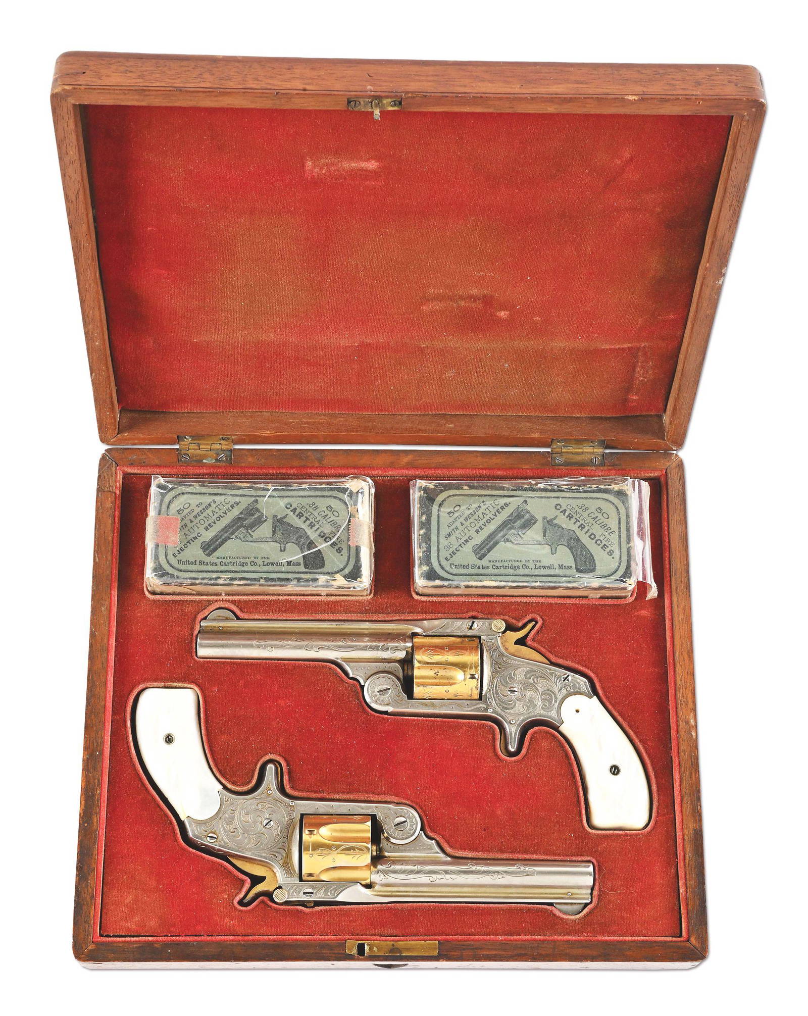 (a) Lovely Cased Pair Of New York Engraved Smith & Wesson Second Model ...