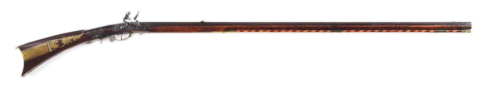 (a) Lehigh County Flintlock Kentucky Rifle, Possibly Rupp. Auction