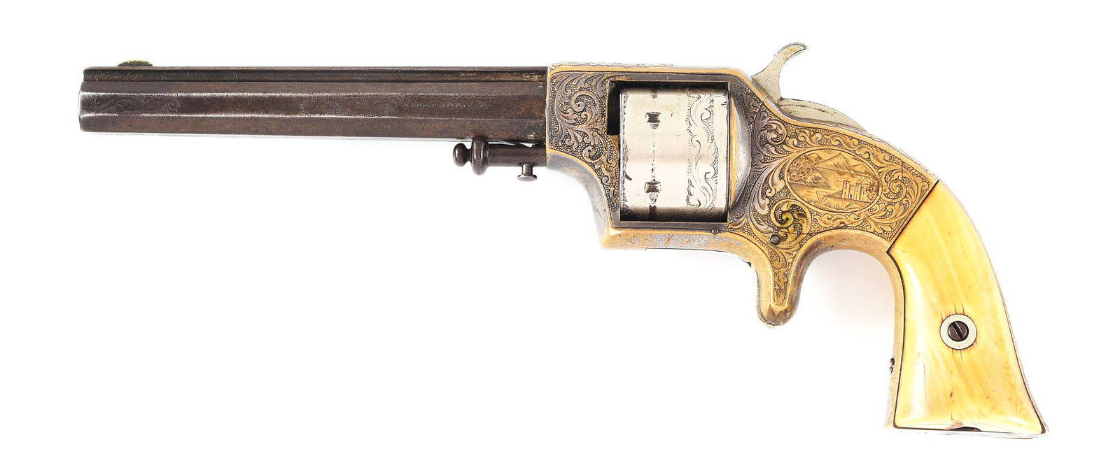 (a) Engraved Plant's Patent .42 Cupfire Revolver With Ivory Grips ...