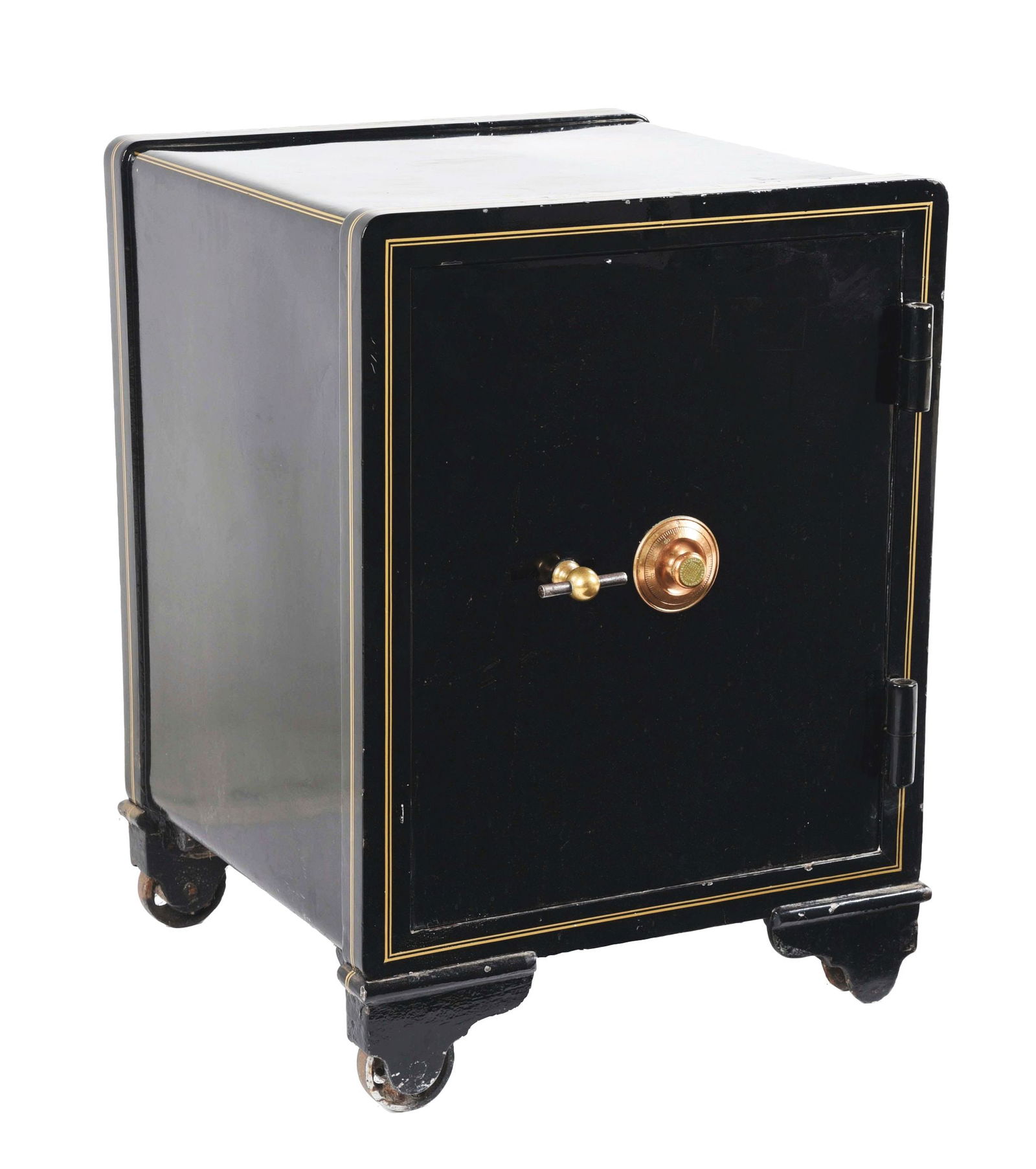 Barnes Safe & Lock Co. Black Safe With Gold Pinstripes. Auction