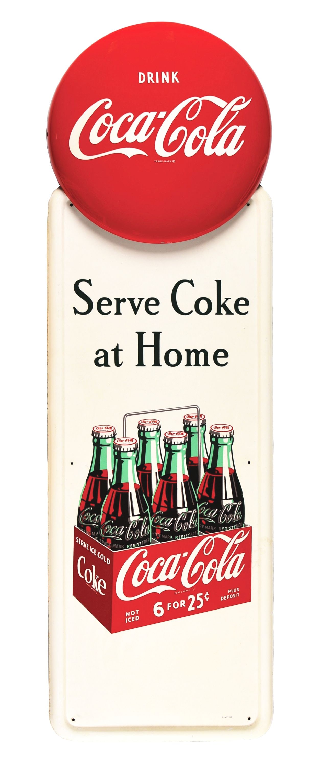Coca Cola 1948 "serve Coke At Home" Pilaster Sign