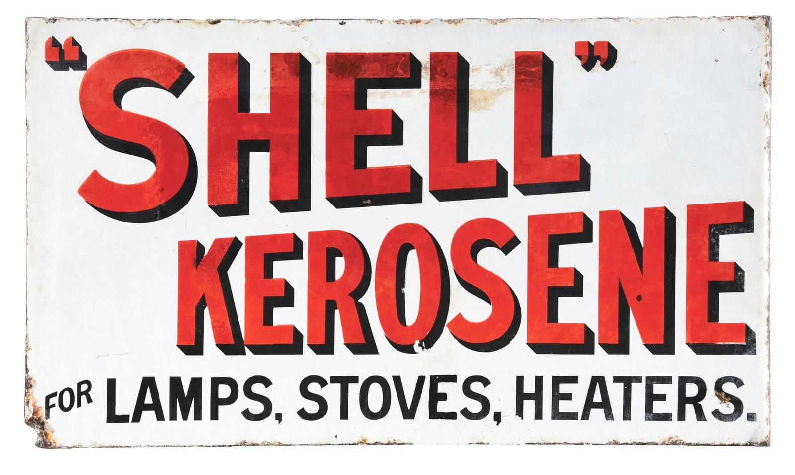 Shell Kerosene For Lamps Stoves & Heaters Porcelain Flange Sign. Auction