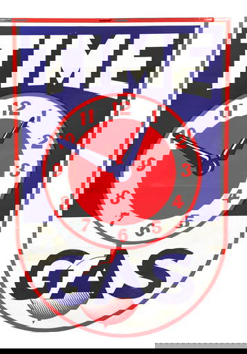 Time Gasoline Porcelain Service Station Sign W/ Clock Face Graphic.