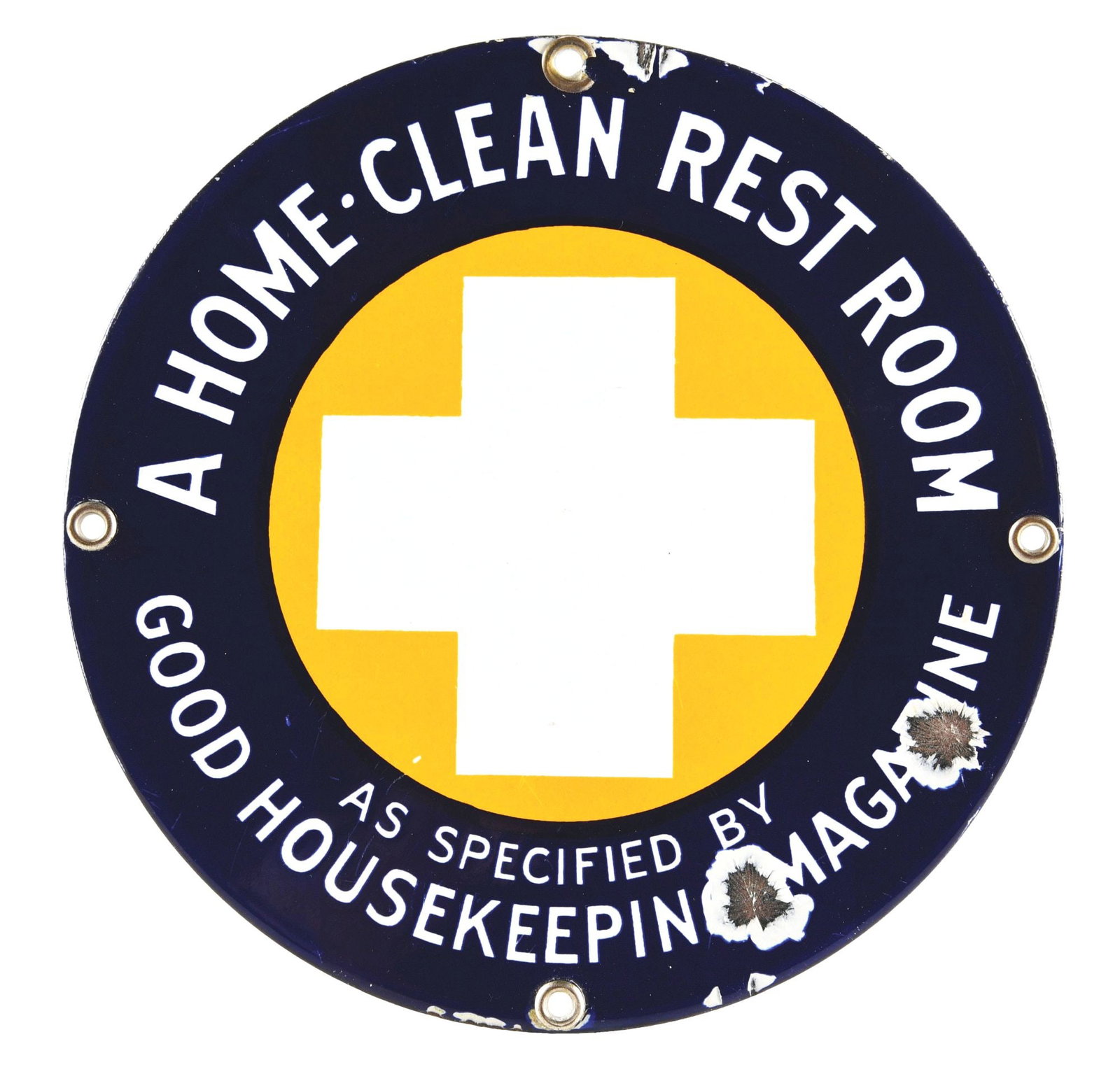 Shell Gasoline "home Clean Rest Room" Porcelain Service Station Sign.