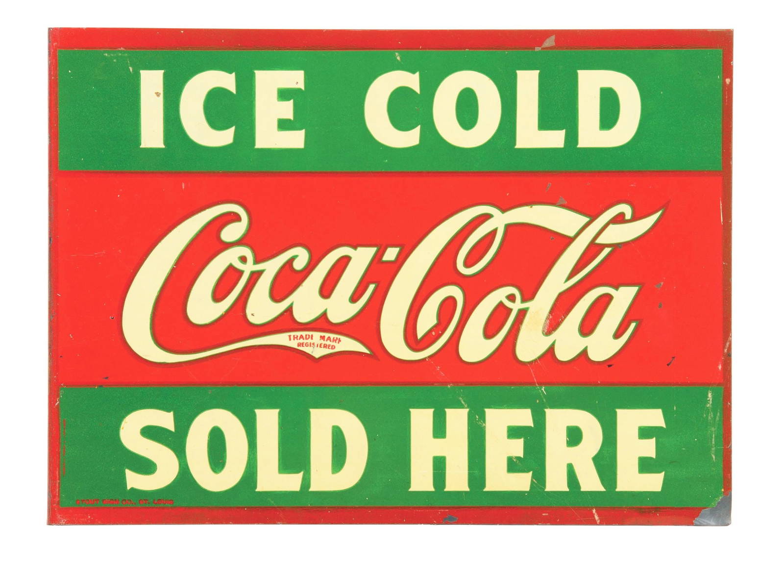 Ice Cold Coca-cola Sold Here Tin Flange Sign. Auction