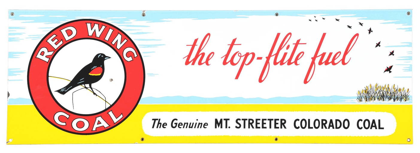 Porcelain Red Wing Coal Sign W/ Bird Graphic.