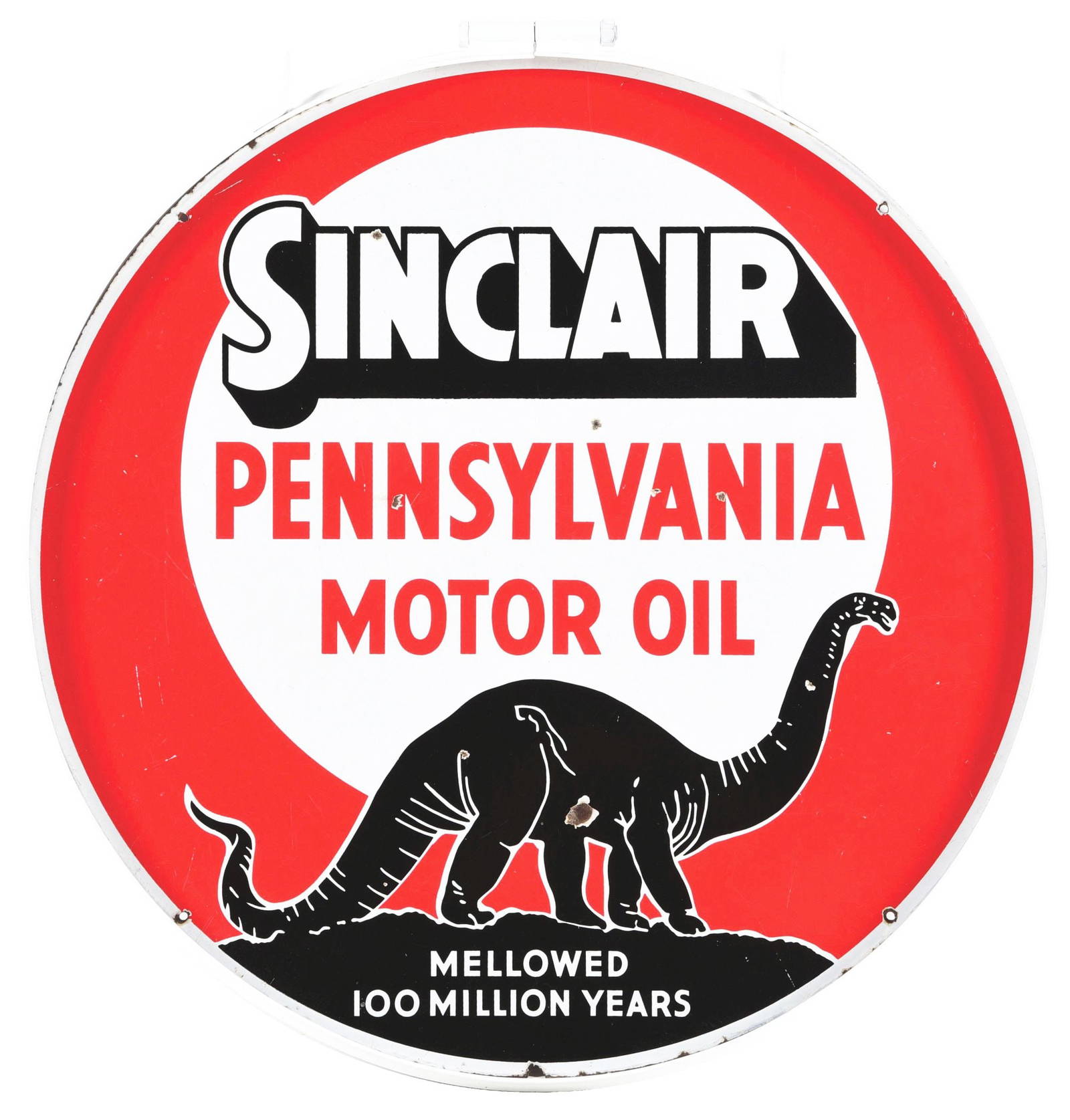 Rare Sinclair Pennsylvania Motor Oil Porcelain Sign W/ Black Dino ...