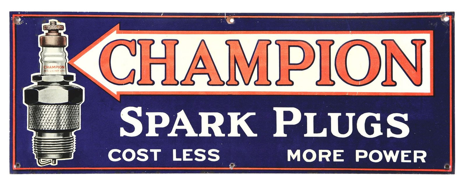 Champion Spark Plugs Embossed Tin Sign W/ Spark Plug Graphic. Auction