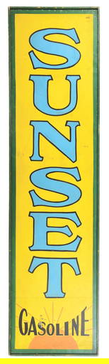 Unique & Outstanding Sunset Gasoline Painted Tin Service Station Sign W ...