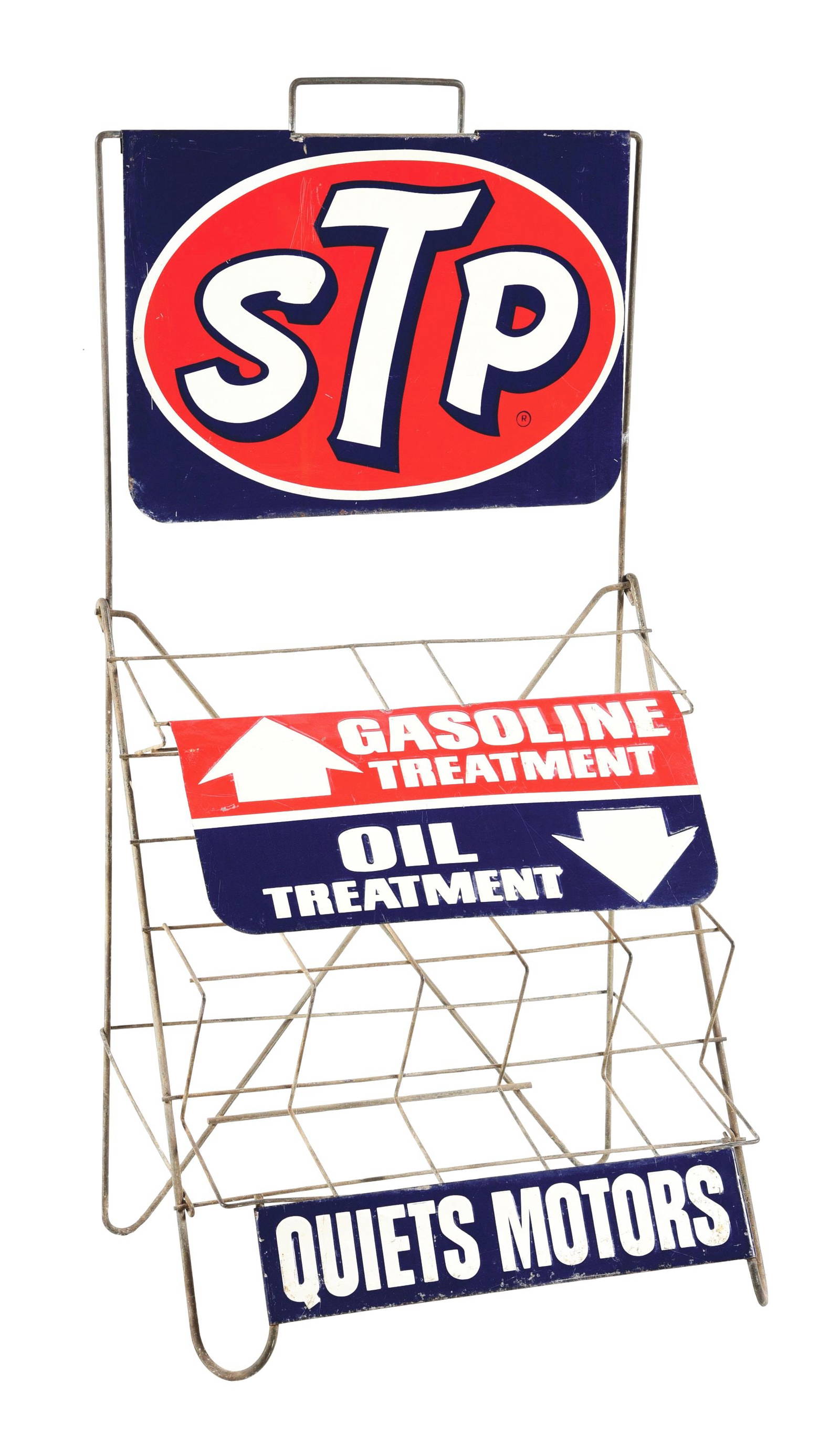 Stp Gasoline & Oil Treatment Rack W/ 3 Tin Signs. Auction