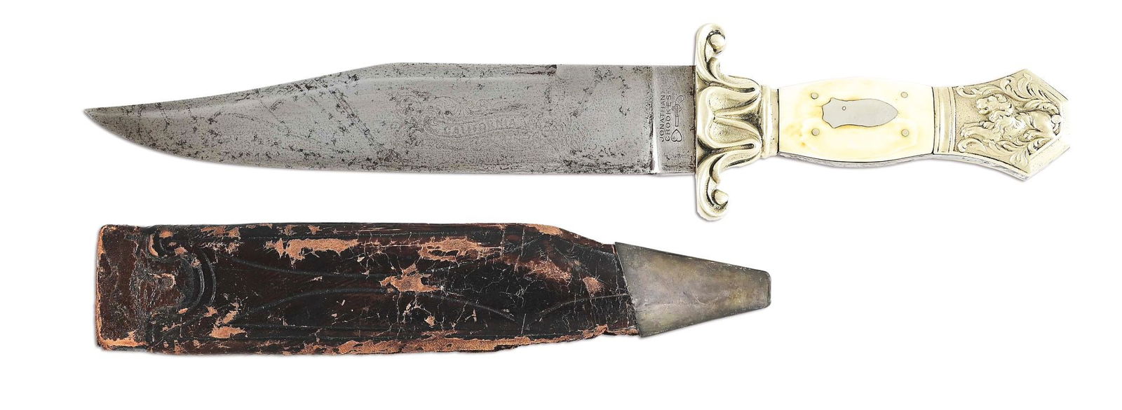 Jonathan Crookes Ivory Handle With Lion Pommel California Bowie Knife ...