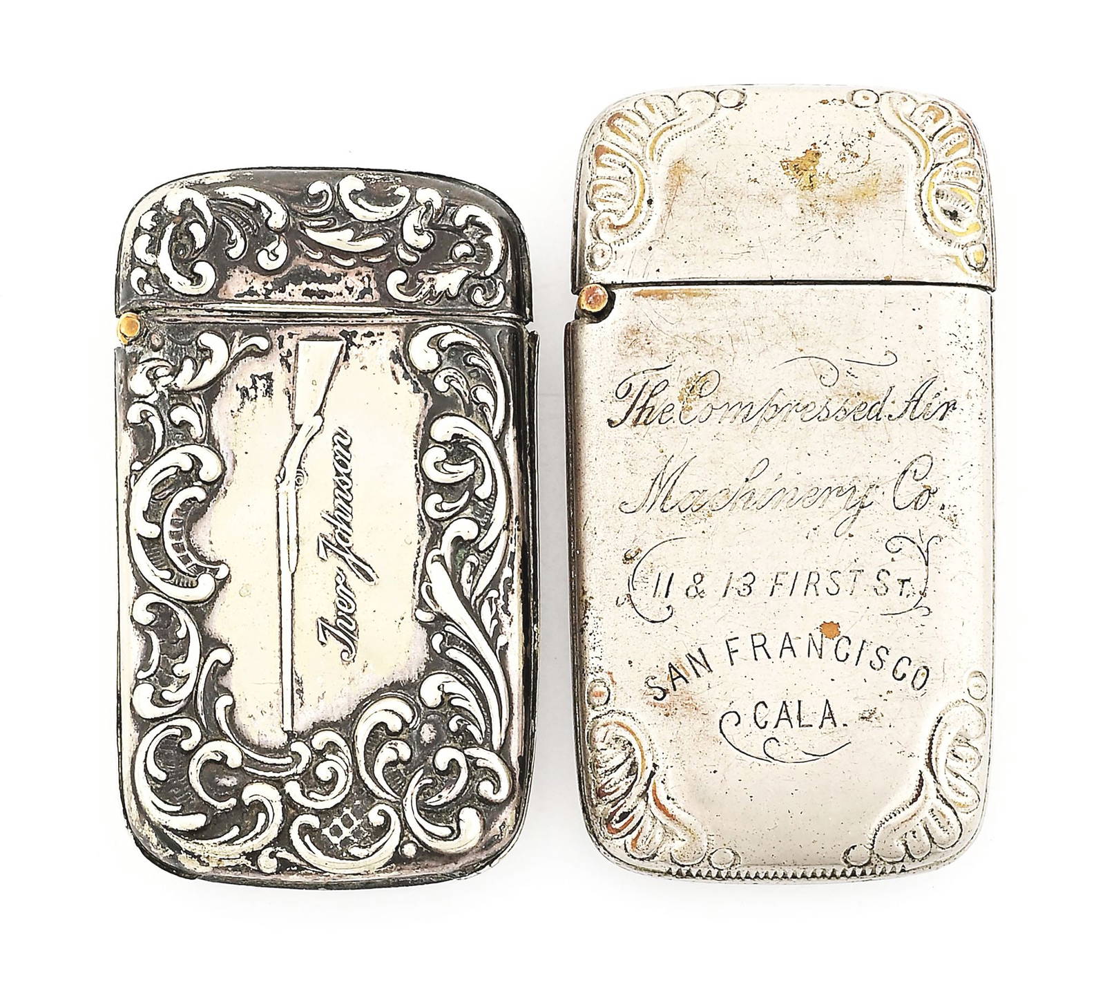 Lot Of 2: Silver Match Safes. Auction