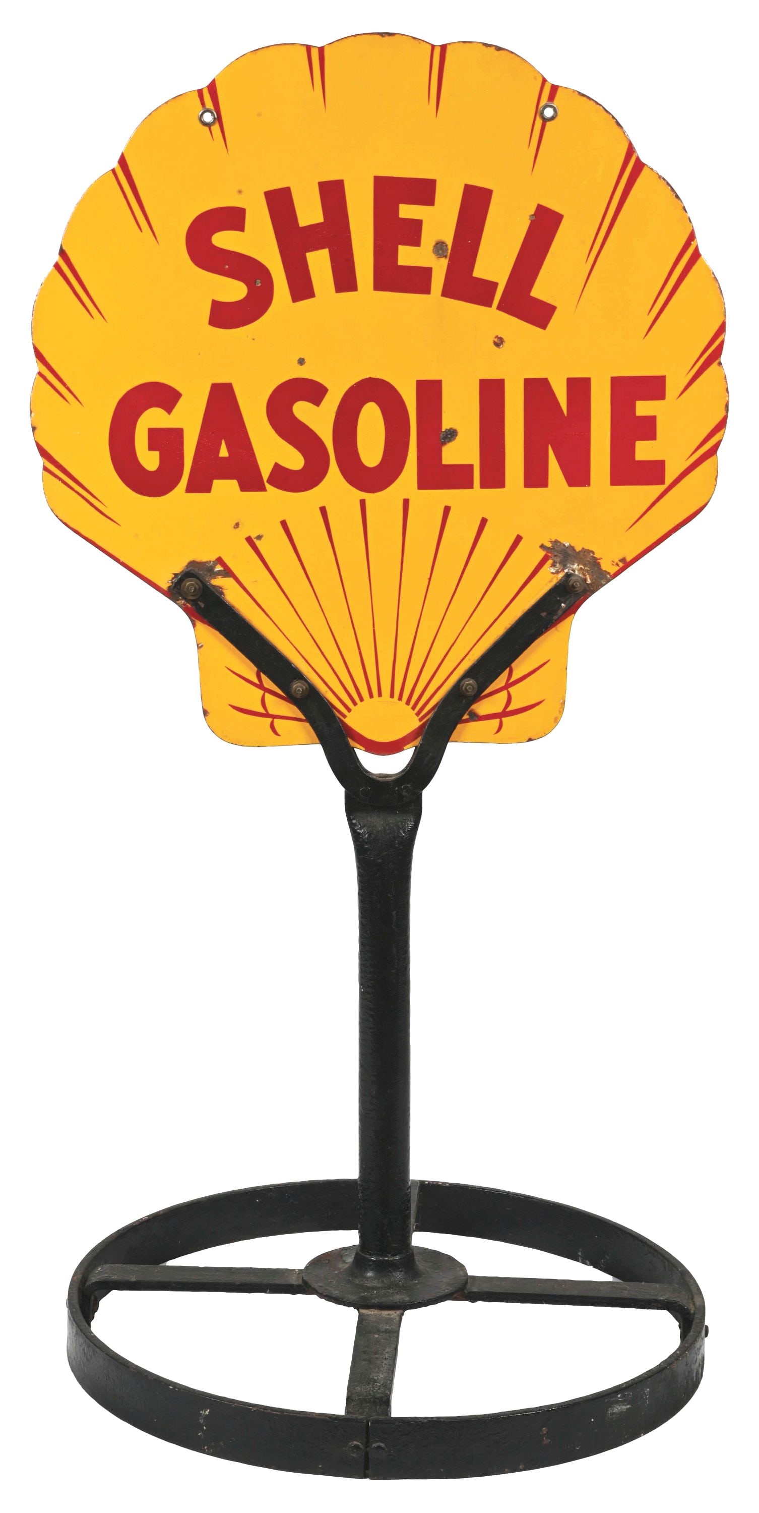 Shell Gasoline Porcelain Curb Sign. Auction