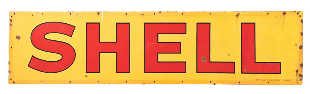 Shell Porcelain Double Sided 47" W X 48" T Sign Auction