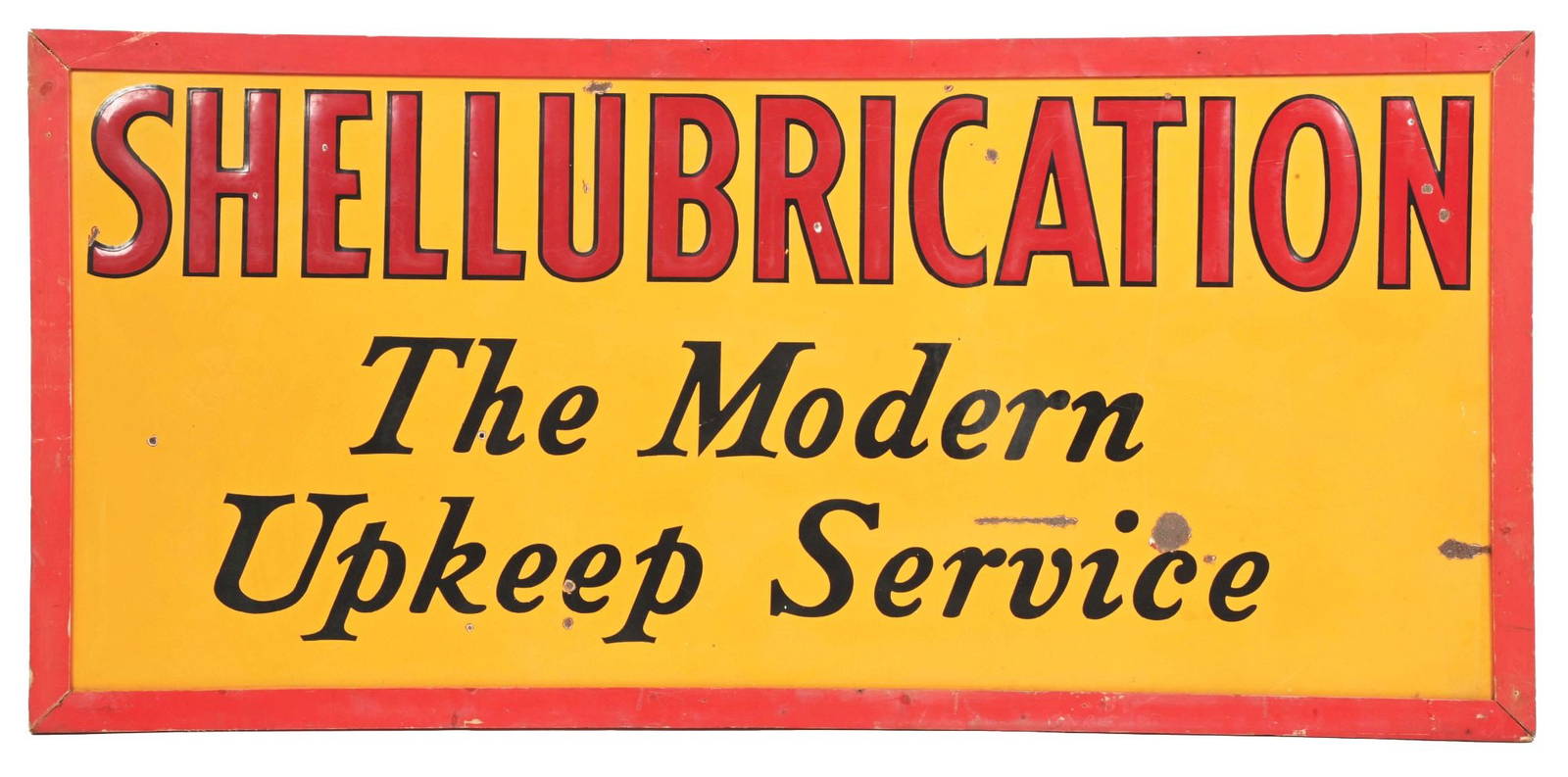 Shell Lubrication Embossed Porcelain Sign W/ Iconic Shell Lettering ...