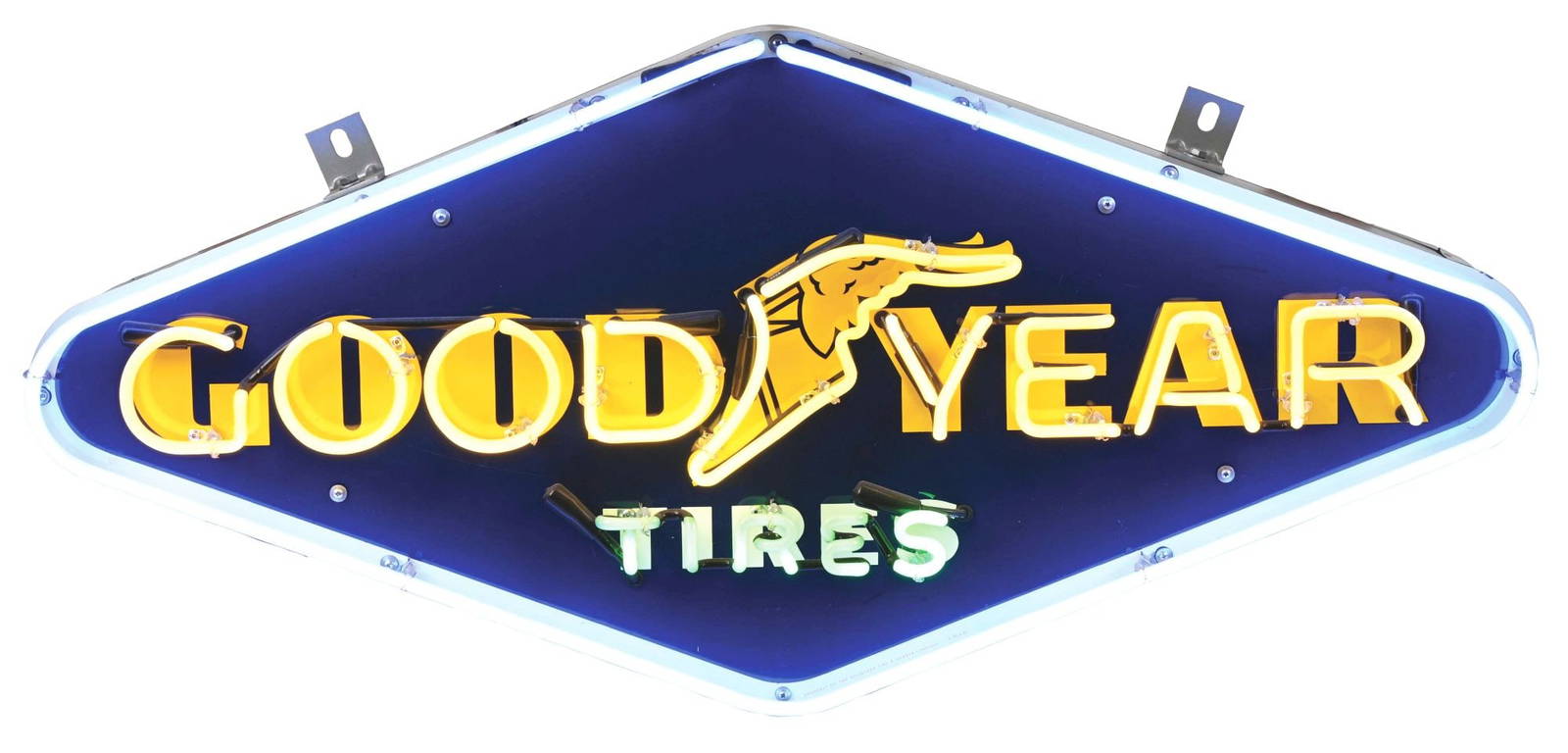 Goodyear Tires Painted Metal Neon Sign. Auction