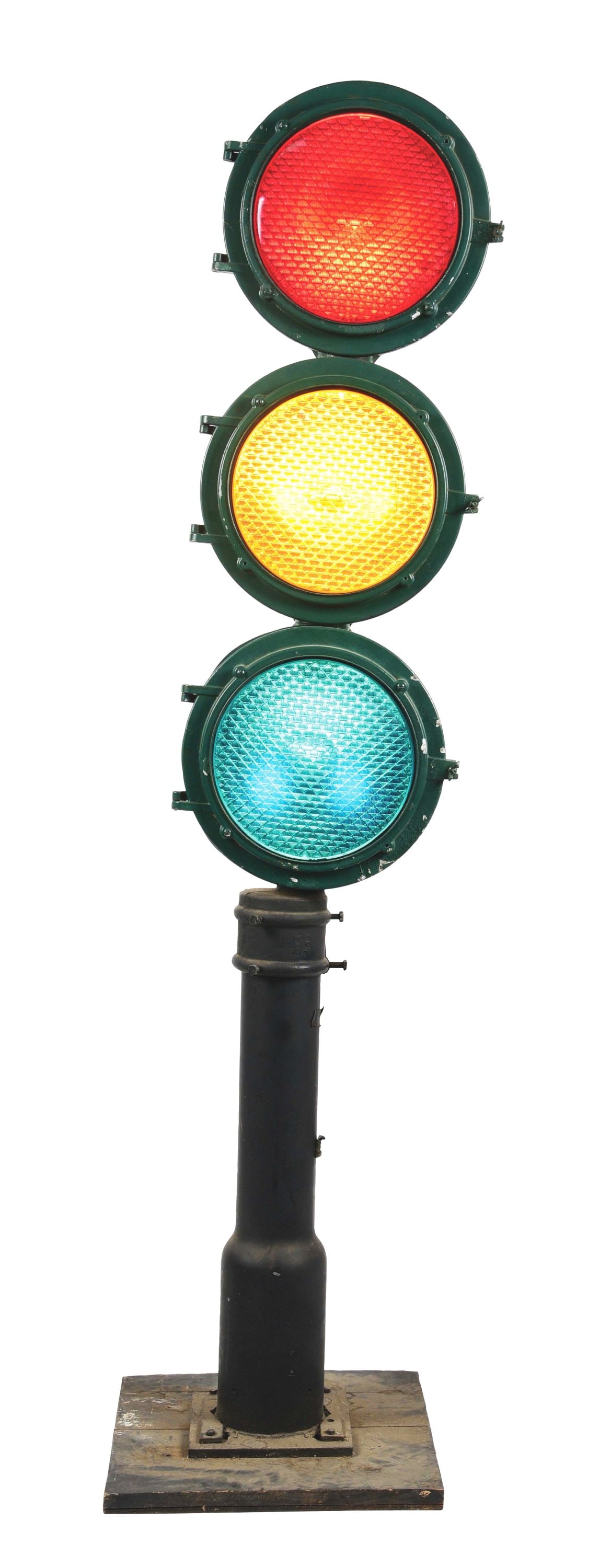 Light-up Traffic Signal Sign W/ Metal Base. Auction