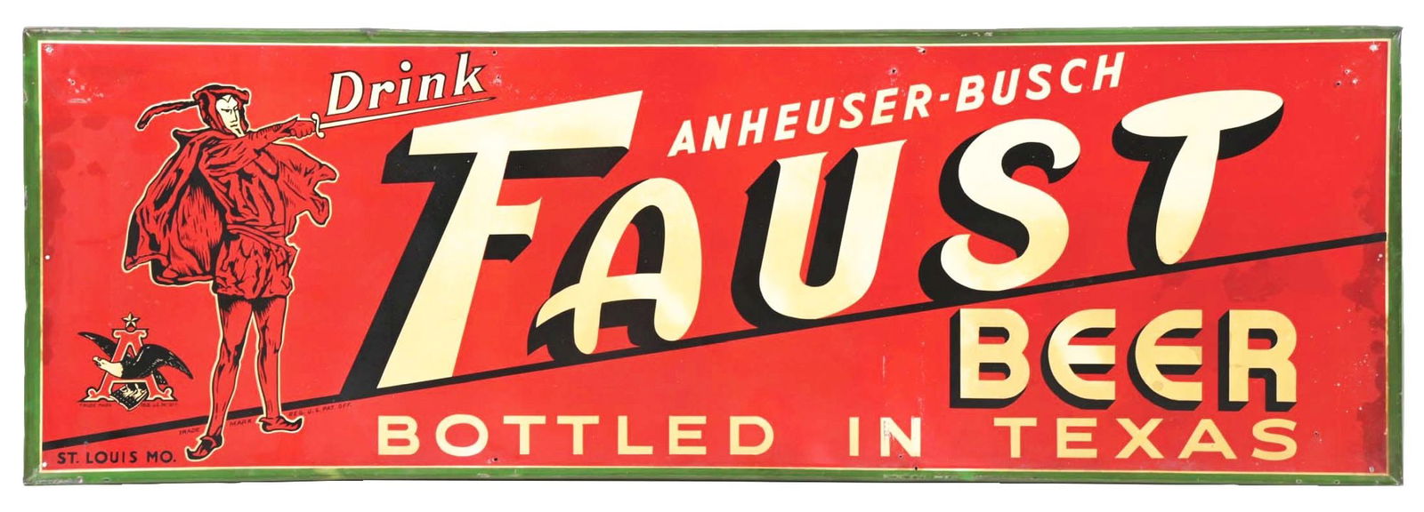 Tin Faust Beer Sign. Auction