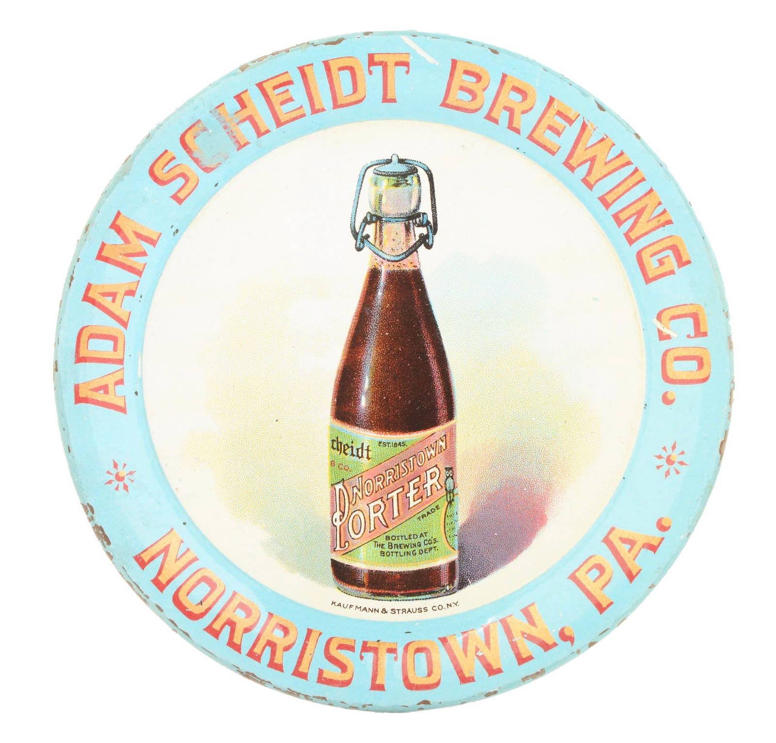 Adam Scheidt Brewing Co. Norristown Porter Tip Tray. Auction