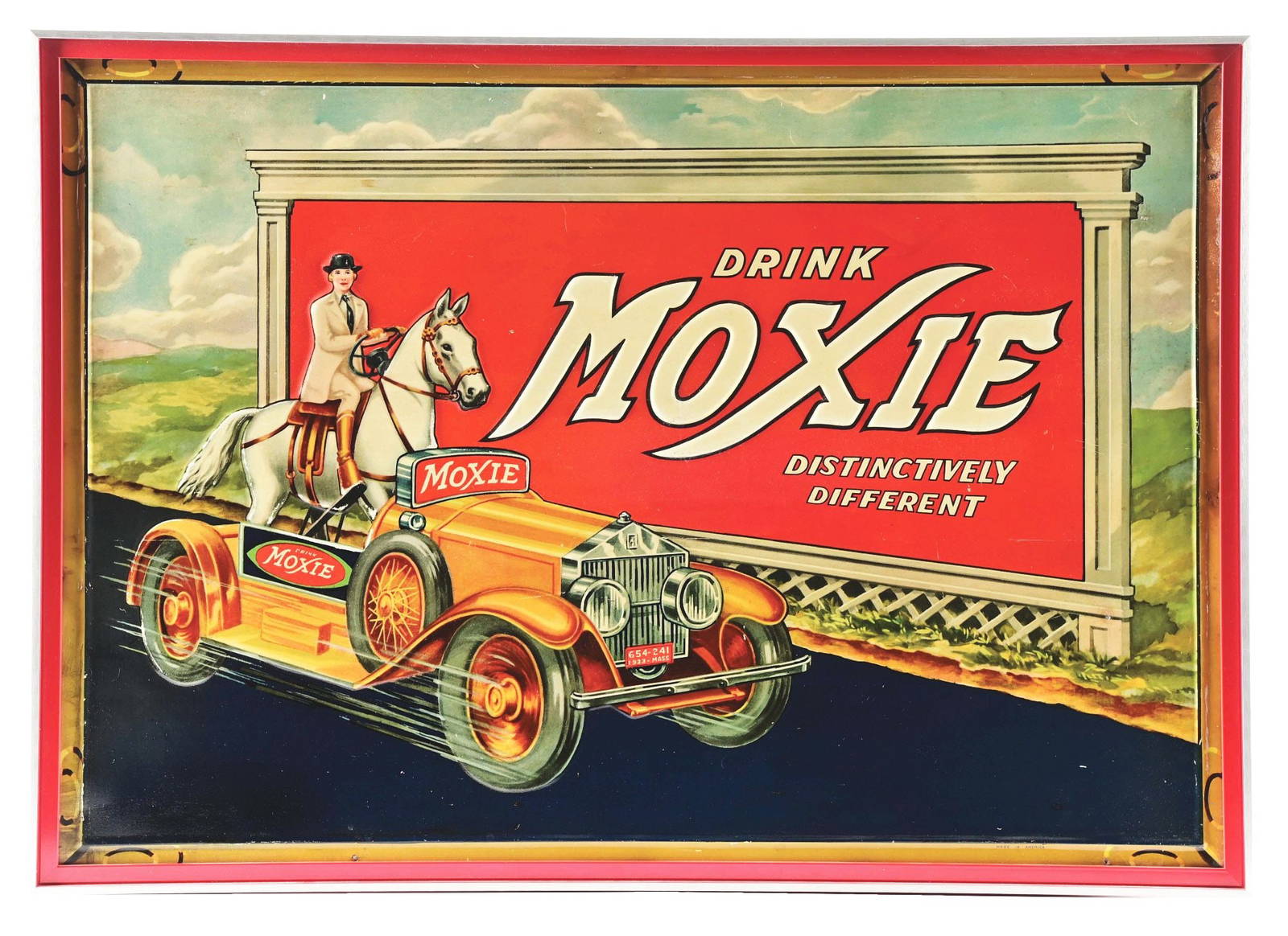 Moxie "distinctively Different" Embossed Tin Sign W/ Horse Power ...