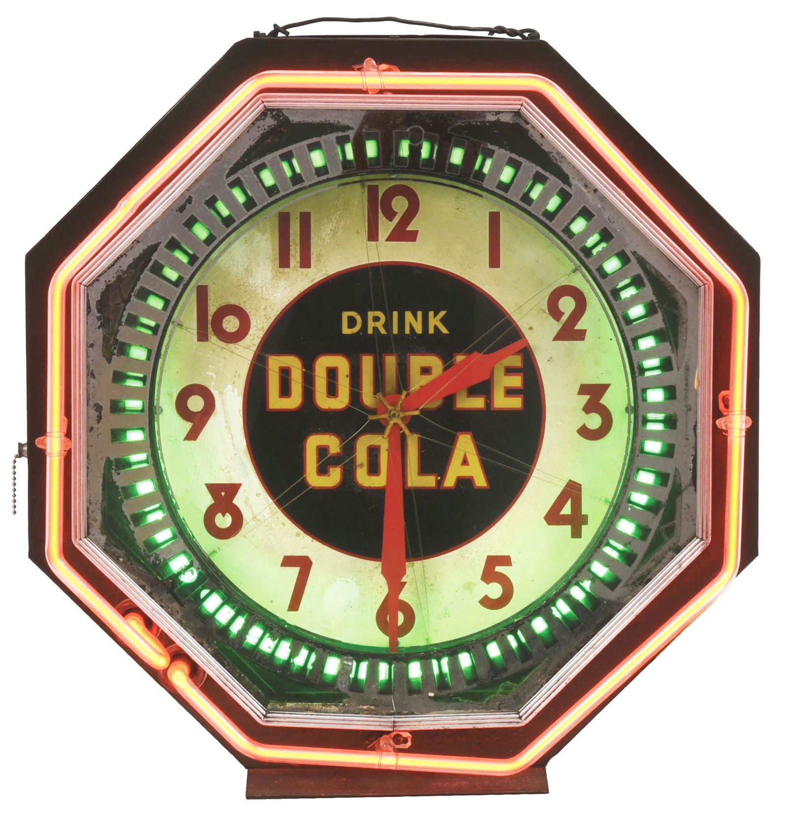 Neon Double Cola Spinner Clock. Auction